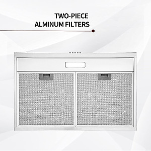 SNDOAS Under Cabinet Range Hood 30 inch,Kitchen Hood with LED Light,Push Button Controls,3 Speeds,Stainless Steel Range Hood,Ducted/Ductless Convertible Kitchen Over Stove Vent,Charcoal Filter