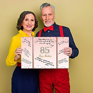 Crenics Rose Gold 85th Birthday Decorations, Creative 85th Birthday Guest Sign in Book Alternative, Large 85th Birthday Signature Book 12" x 18", Great 85 Years Old Birthday Gifts for Women