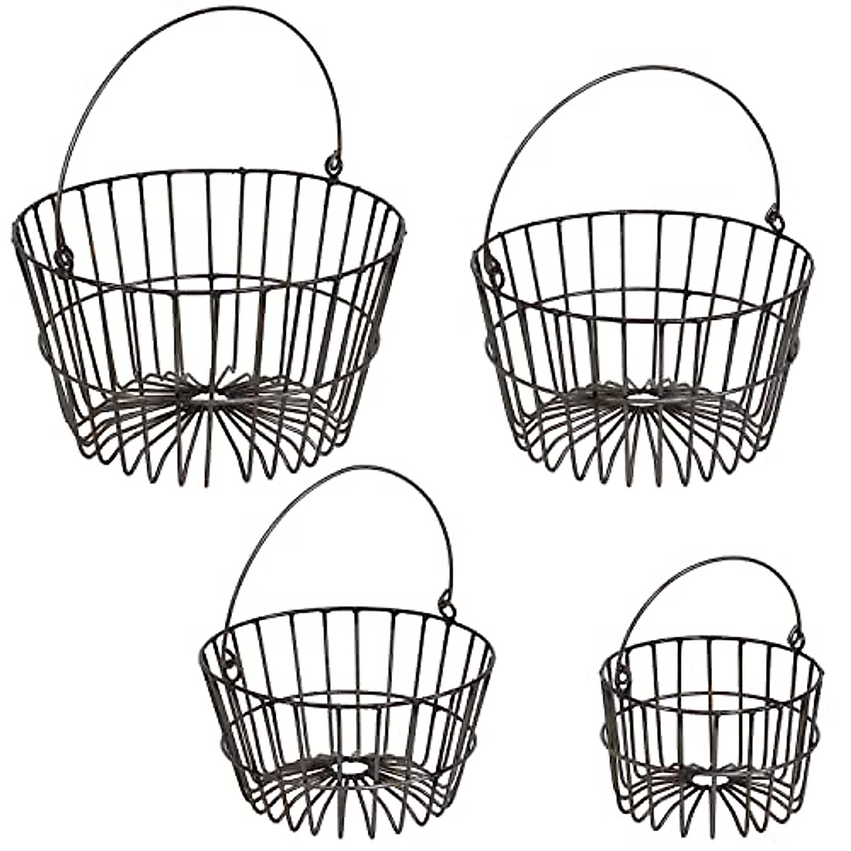 Sunnydaze 4-Piece Rustic Metal Nesting Baskets with Handles - Farmhouse Style Bins for Indoor/Outdoor Home Storage and Decor