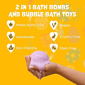 Easter Bath Bombs for Kids with Surprise Toys Inside (6 Pack) - Perfect Basket Stuffers - USA Made, Won't Stain Tub, Incredible Fragrances - Large Bubble Bomb for Girls & Boys by Two Sisters