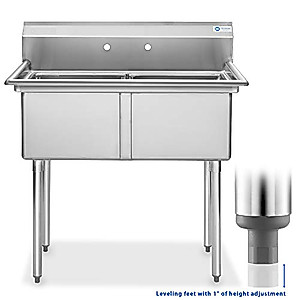 GRIDMANN 2 Compartment Commercial Stainless Steel Utility Sink, NSF Certified Kitchen Prep Sink for Restaurant, Laundry, Garage