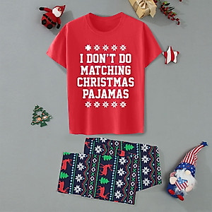 TOUPKO Christmas Pajamas for Family, Funny Letter Family Christmas Pjs Matching Sets Snowflake Short Sleeve Xmas Sleepwear (But I Do, Women/X-Large)