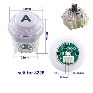 SJ@JX 2 Player Arcade Game LED DIY Kit LED Button Zero Delay USB Encoder Mechanical Keyboard Switch for PC Raspberry Pi Arcade Fight Joystick Xbox Style Color LED