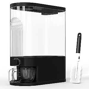 Retail Blade - 25lb Black Rice Dispenser, Measuring Cup & Sponge. Airtight Grain, Bean & Rice Container. NEW Clear Black Design. Easy To Use Grain Dispensing Storage Container For Kitchen