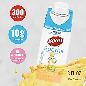 BOOST Soothe Clear Nutritional Drink – Cooling sensation - 300 Calories - 10 g Protein from Whey Protein Isolate - Hint of Strawberry Kiwi Flavor - 8 fl oz (Pack of 24)