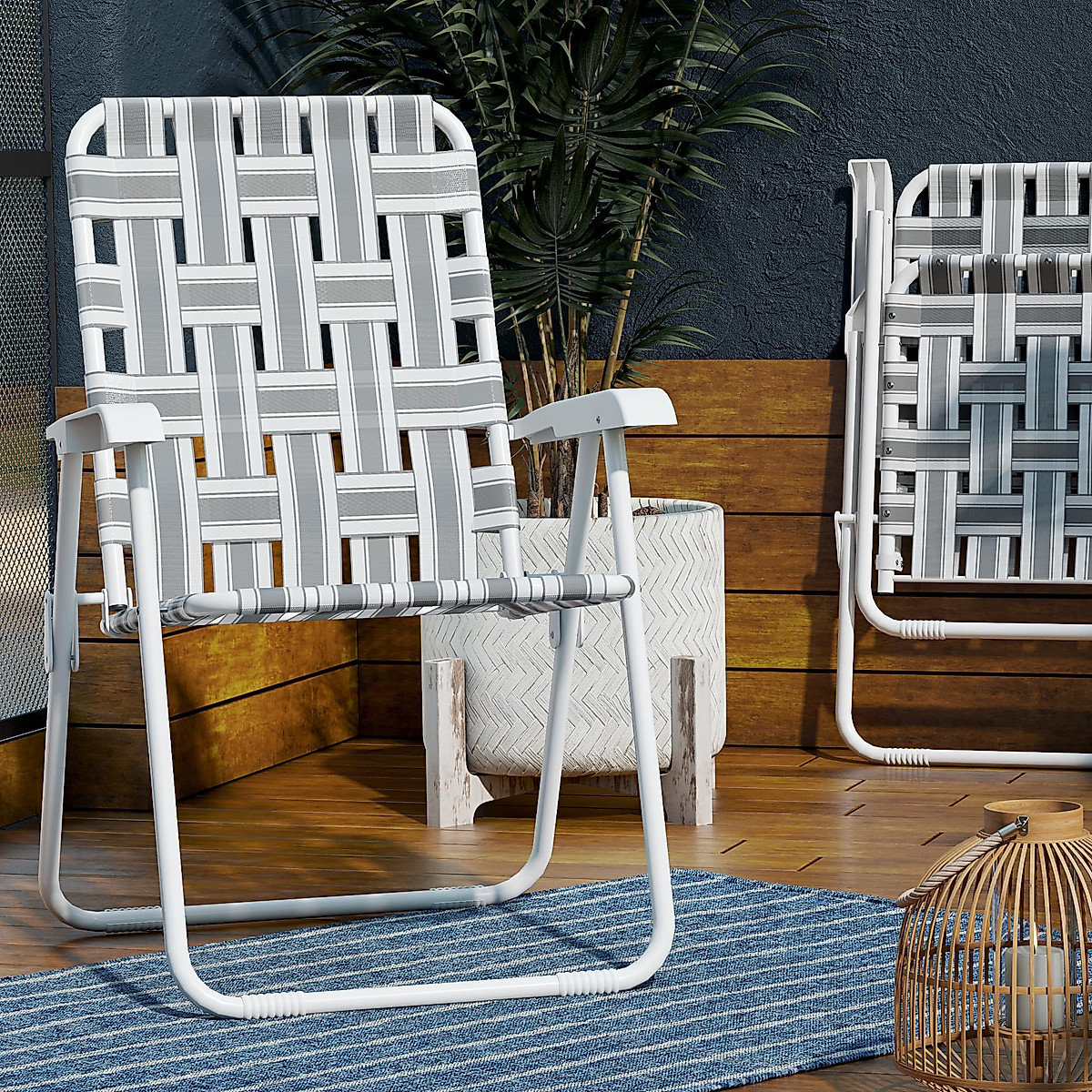 Novogratz Poolside Gossip, Priscilla Folding Chairs, 2-Pack, Gray