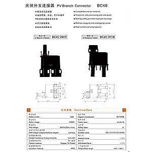 Witproton PV Solar Connector Branch Y T IP68 Waterproof 1000V 1500V Solid Copper Terminal 2 Male 1 Female and 2 Female 1 Male (2to1 Branch Connector)