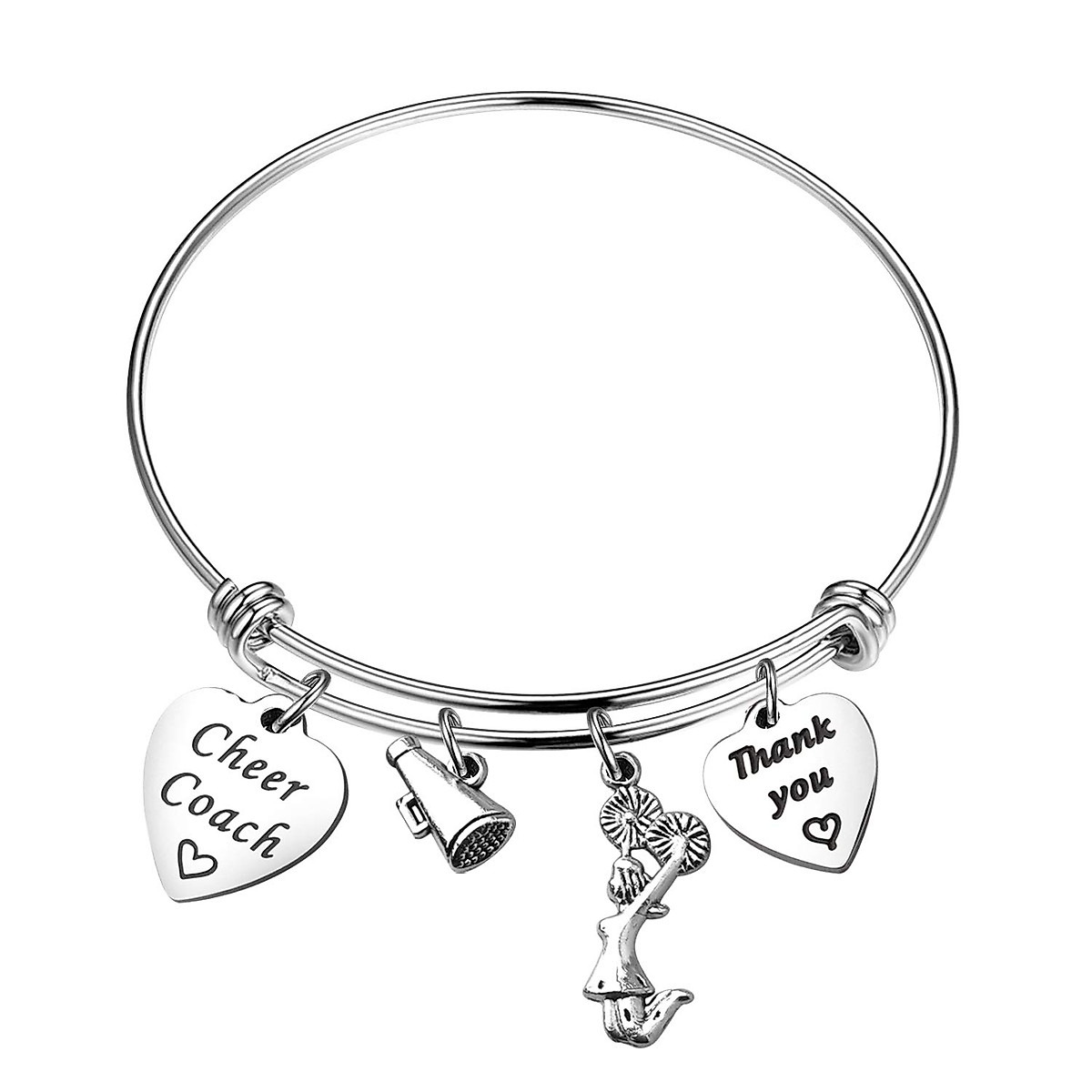 TGBJE Cheerleader Gift Cheer Coach Bracelet Wire Bangle Thank You Gift (Cheer Coach Bracelet)