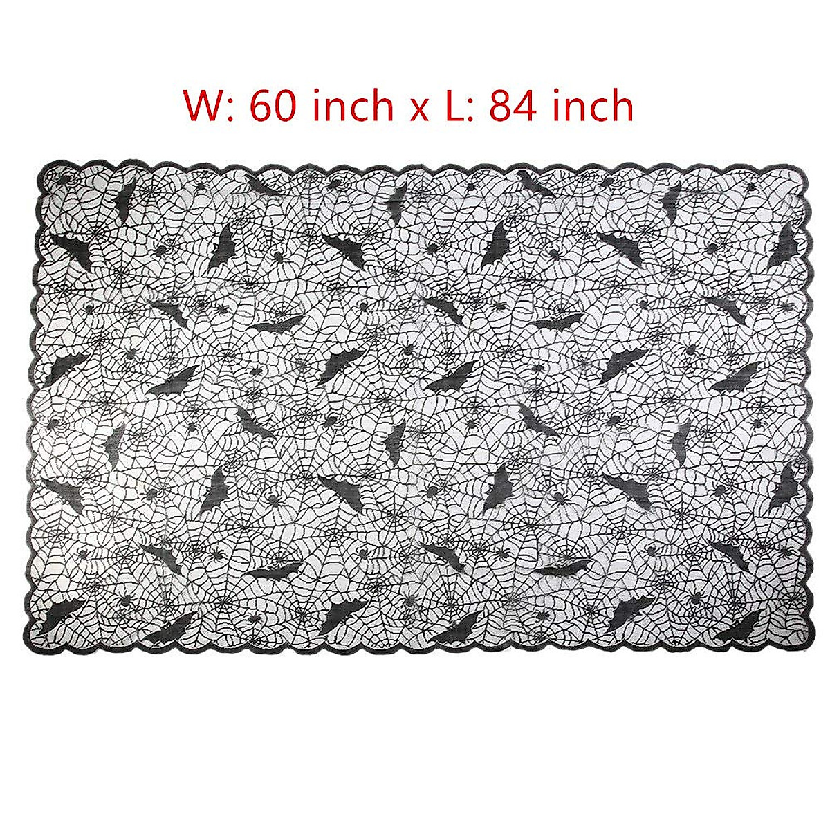 ibohr Halloween Tablecloth with Spiderweb & Bat Design Lace Rectangular Festival Table Cover Halloween Table Decorations for Parties & Gatherings, 100% Polyester, 60 X 84 Inch