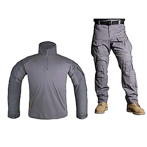 Emerson Airsoft Tactical BDU Military Suit Combat Gen3 Uniform Shirt Pants Wolf Gray (X-Large)