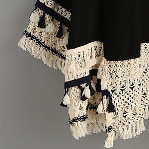 DyAi Tassel Fringe Trim, 21Yards White/Black/Beige Cotton Lace, Tassels Fringe Lace Trim Ribbon for Women Dress, Cloth, Bags, Curtain, Home Decor and Other DIY Craft Supply