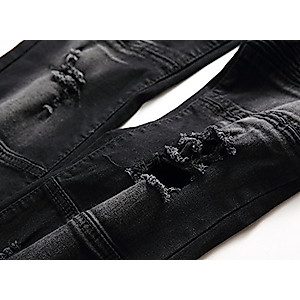 Liuhond Men's Ripped Straight Holes Hip Hop Biker Stretchy Jeans(30, 209 Black)