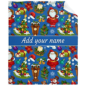 Custom Christmas Blanket Personalized Custom Name Christmas Throw Blanket Soft Cozy Flannel Blanket—Medium 60"x50" (Twin) Teen
