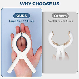 Extra Large Beach Towel Clips 8 Pack, 5.1 Inch Towel Clips for Beach Chairs Cruise Heavy Duty, Towel Holder Clips for Clothes Pool Boat, 2 Colors Khaki and Blue