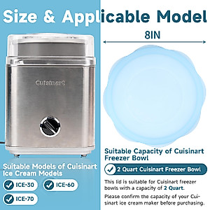 PUREKRA Silicone Lids for Cuisinart 2-Quart Freezer Bowl, 2 Pack Reusable Covers for Cuisinart lce Cream Maker, Dishwasher, Microwave & Freezer Safe, Kitchen Accessory