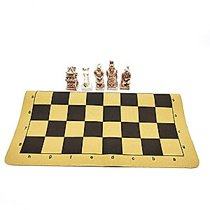 Portable Chess Set,Travel Chess Game,Unique Handmade Chess Pieces and Folding Leather Chessboard for Kids Adults Family Chess