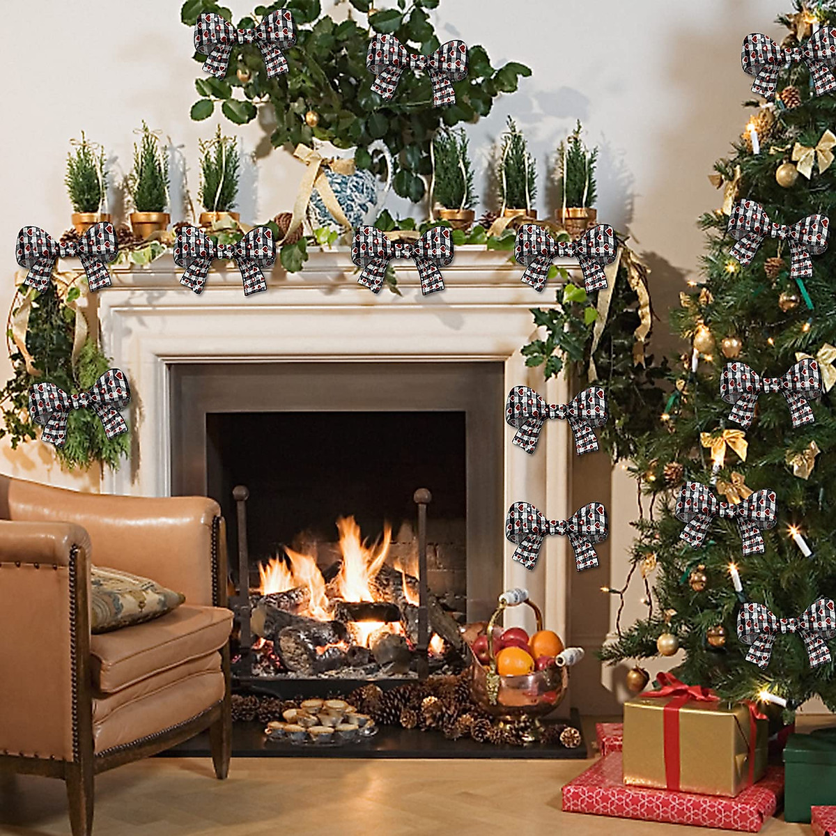 LANGFON Valentine's Day Fabric Ribbons 10 Yards, Valentine Heart Black White Buffalo Plaid Edge Wired Ribbon Gift Wrapping Wedding Party Decoration Tree Craft Supplies - 2.5 Inch x 10 Yards x 1 Roll