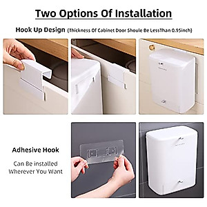 Kitchen Hanging Trash Can with Lid for Under Sink/Cupboard/Bathroom/Bedroom/Office/Camping,Small Wall-Mounted Indoor Kitchen Trash Bin,2.4 Gallon Kitchen Compost Bin
