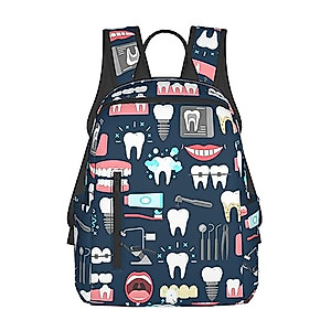 RIMENCH Big Backpack Travel, Or Work Bookbag Teeth Dental Seamless Pattern Laptop Daypacks