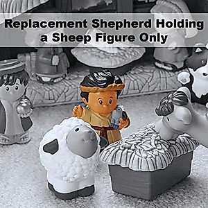 F-Price Replacement Part for Fisher-Price Little People Nativity Set - N4630 ~ Replacement Shepherd Holding a Sheep ~ Works with Many Sets, Brown, Gray
