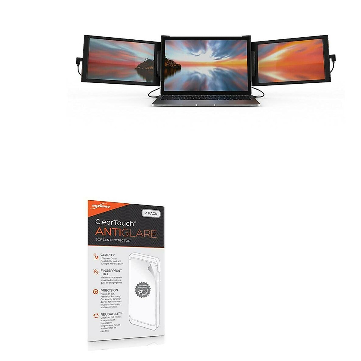 BoxWave Screen Protector Compatible with Xebec Tri-Screen - ClearTouch Anti-Glare (2-Pack), Anti-Fingerprint Matte Film Skin for Xebec Tri-Screen