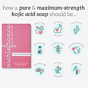Pure Kojic Acid Soap for Hyperpigmentation, Dark Spots & Skin Brightening with Papaya Extract, Vitamin C & E - Maximum Strength, Fragrance-free, 5.3 oz