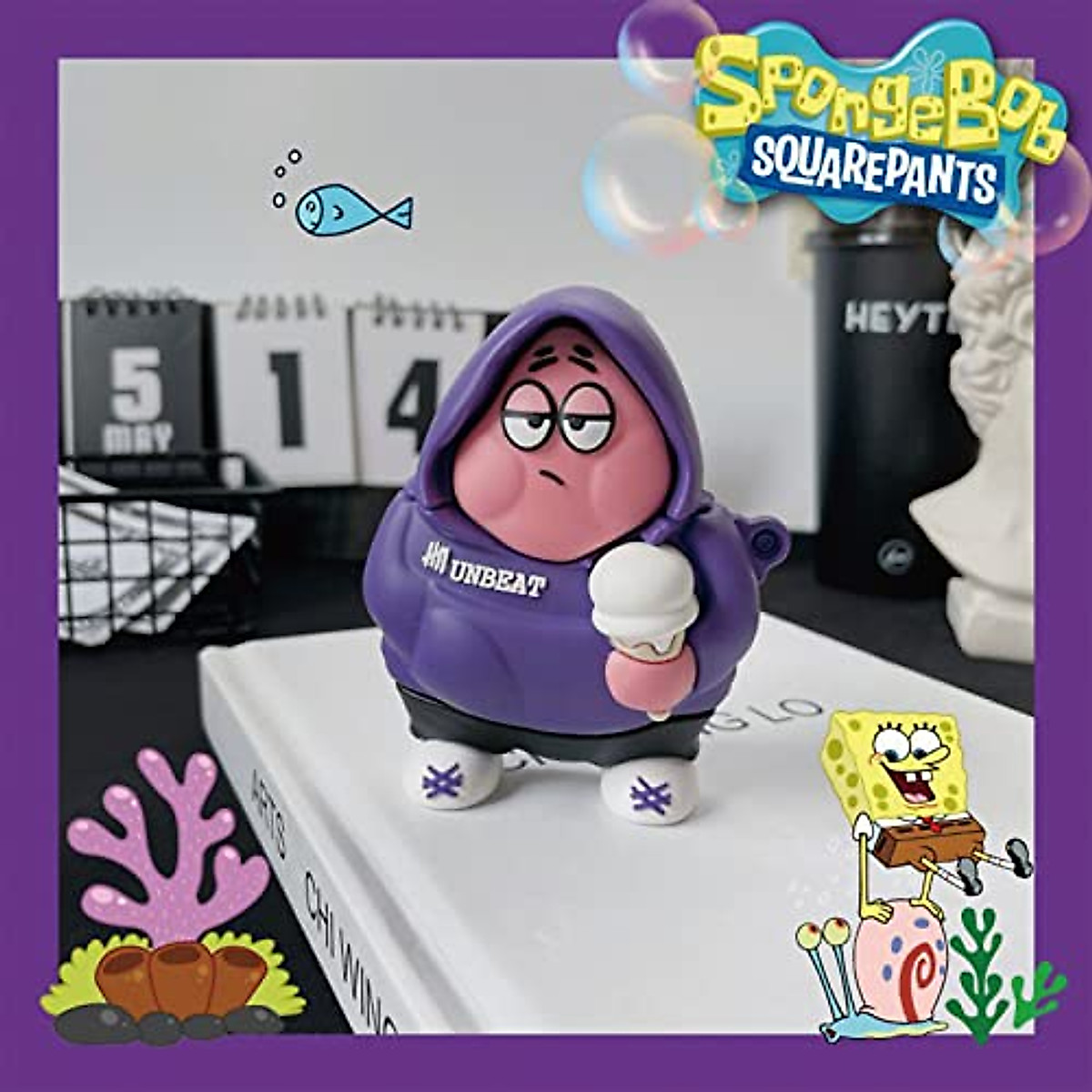 AirPods 2 / 1 (1st Generation 2nd Generation) Case, Patrick Star Cover, Protective Case, Shockproof,Supports Wireless Charging with Keychain, Cute, Soft Slim Cover, for AirPods 2nd Generation