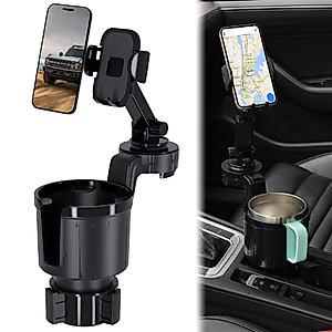 Master Show 2-in-1 Car Cup Holder Cell Phone Holder, Large Car Cup Holder Expander with Phone Holder, Cell Phone Holder for Car, Compatible with iPhone, Samsung & All Smartphones