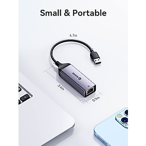 USB to Ethernet Adapter, Plug & Play USB 3.0 to 1000 Gigabit RJ45 LAN Ethernet Adapter for Laptop, Aluminium Portable USB Network Adapter Compatible for Nintendo Switch MacBook PC Mac Window - QUUGE