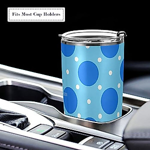 HXshaoye Cartoon cute blue polka dots Stainless Steel vacuum insulated water bottle with Lid and Straw travel coffee mug with lid for Home, Office or Car cute travel coffee tumbler botella de agua