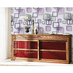 Amao Classic Purple Wallpaper Decorative for Countertop Self Adhesive Shelf Drawer Liner Sticker 17.7''x98''