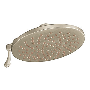 Moen Velocity Brushed Nickel Two-Function Rainshower 8-Inch Shower Head with Immersion Technology for a High-Pressure Rinse, S6320BN