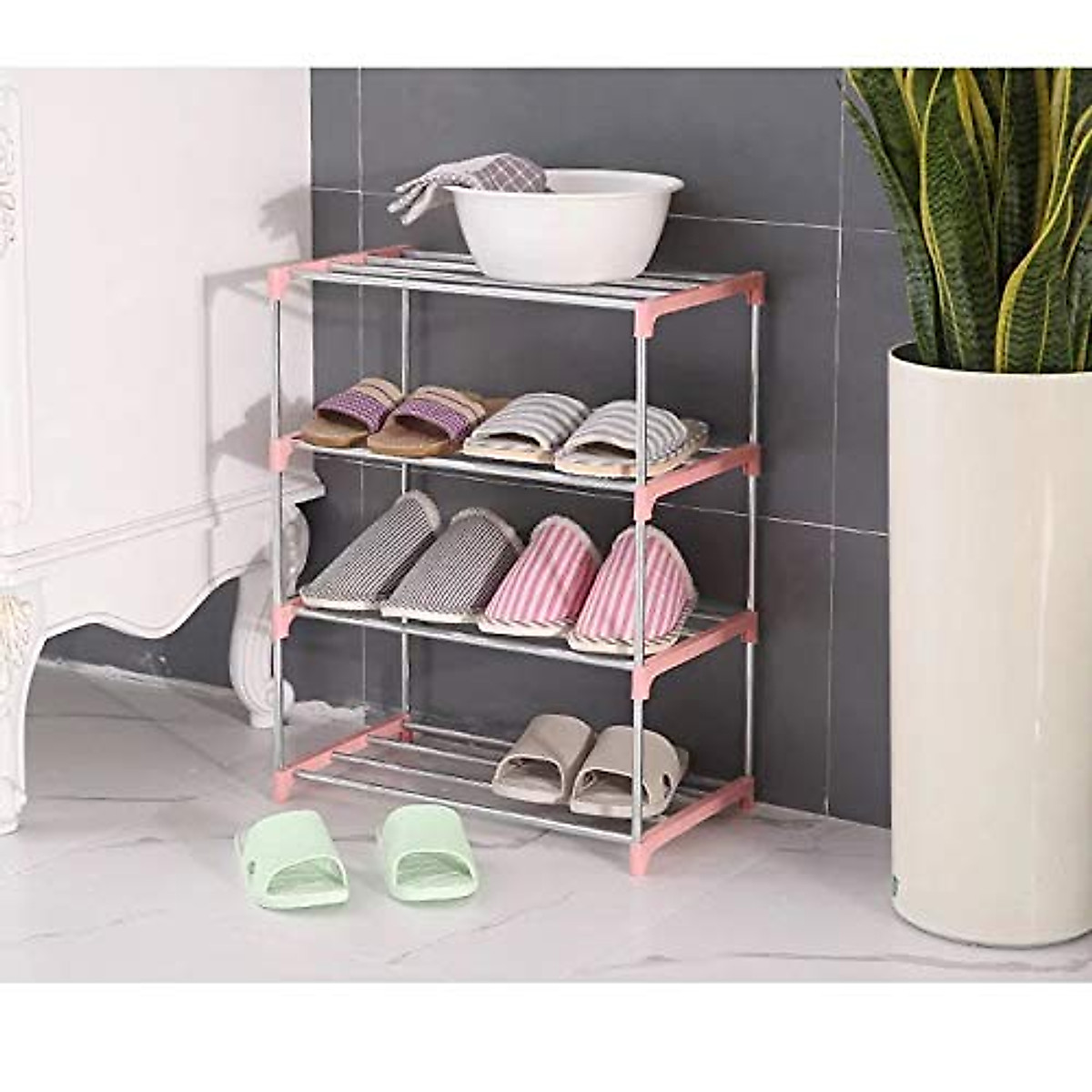 N/A Simple Multi Layer Shoe Rack Stainless Steel Easy Assemble Storage Shoe Cabinet Shoe Rack Hanger Home Organizer Accessories