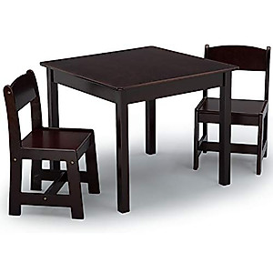 Delta Children MySize Kids Wood Table and Chair Set (2 Chairs Included) - Ideal for Arts & Crafts, Snack Time, Homework & More - Greenguard Gold Certified, Dark Chocolate, 3 Piece Set