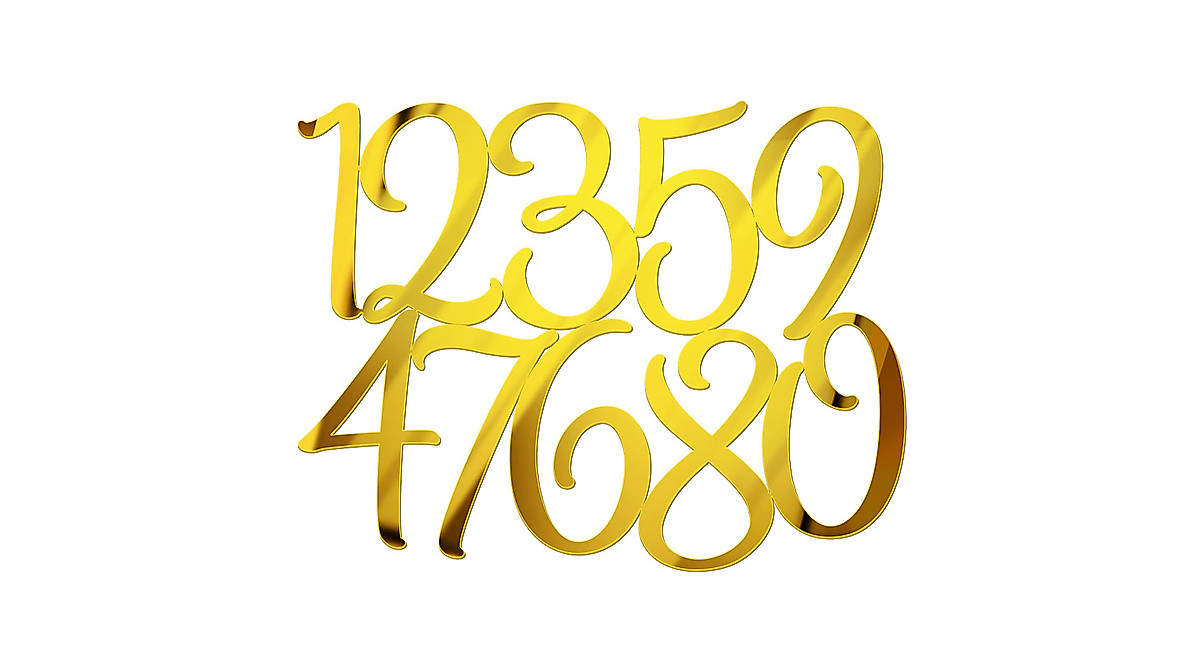 Gold Acrylic Cake Numbers Topper - Birthday & Wedding Decor