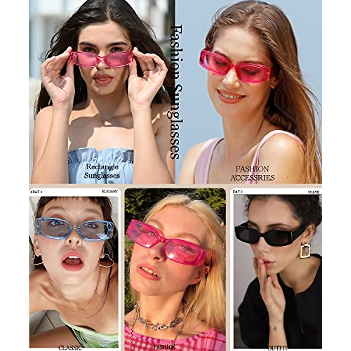 Dollger Rectangle Sunglasses for Women Retro PINK Y2K Sunglasses sugar Party 90s 00s sunglasses Pink