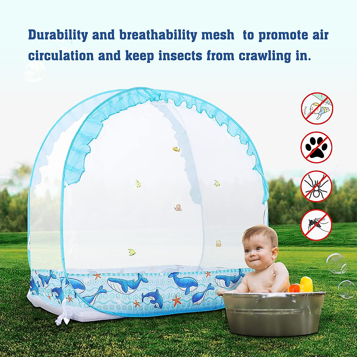 Baby Crib Tent Crib Net to Keep Baby In, Baby Safety Cribs Mosquito Net Tents for Crib, Pop Up Mosquito Tent Net Crib Canopy Cover Netting to Keep Toddler In, Soft Mesh Cover Cribs Net for Baby Safety