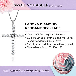 Diamond Cross Necklace For Women | 1/5 CTTW Real White Gold Plated 925 Sterling Silver Lab Created Diamond Necklace Pendant | Ideal Gift for Ladies