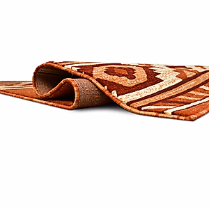 YHSF South West Native American Area Rug - Easy Clean, Thick, Soft, Durable Native Tribal American Indian Inspired Rug for Bedroom/Living Room/Hallways and More - Rust, 5 Feet x 7 Feet