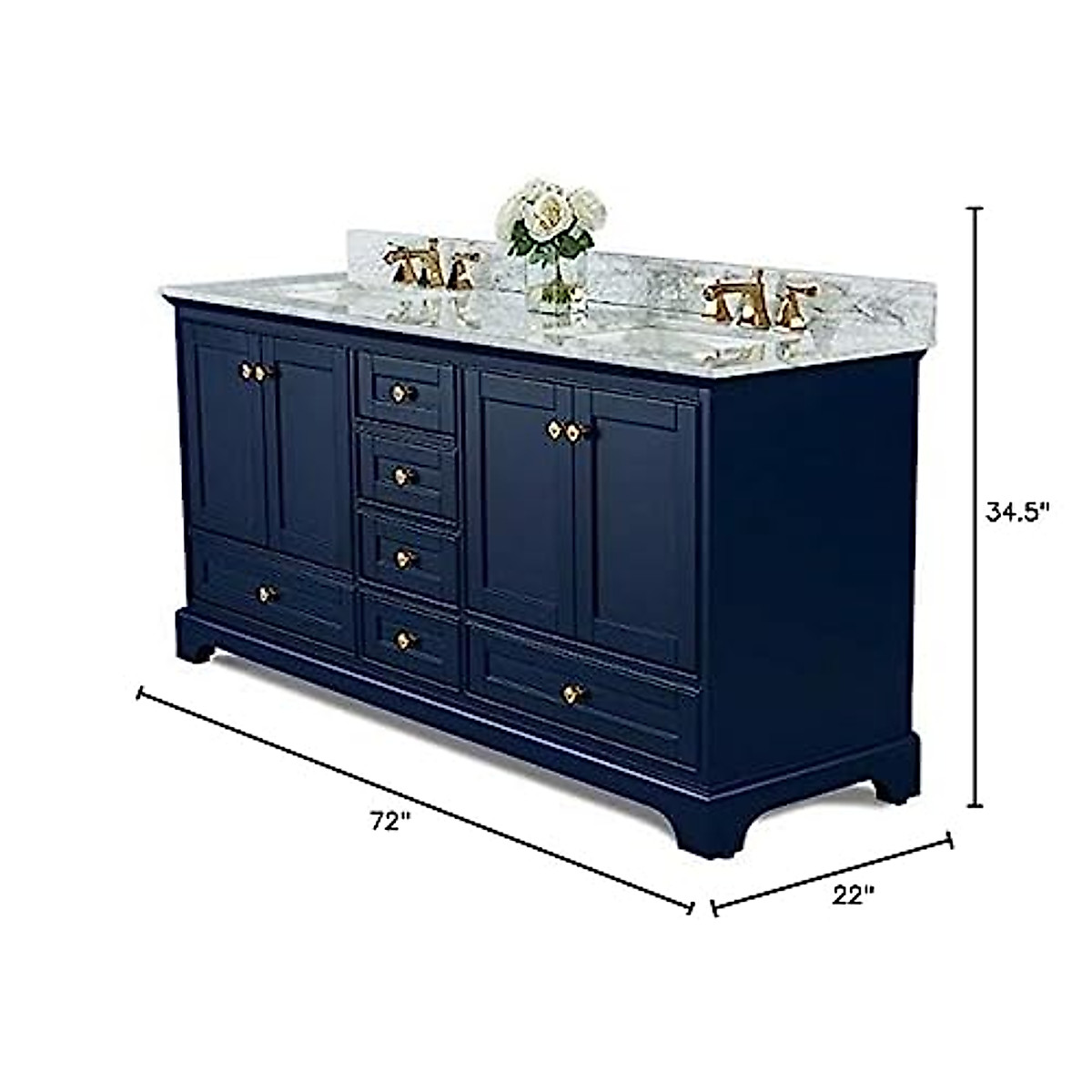 Ancerre Designs Audrey 72" Wood Bathroom Vanity Set in Heritage Blue