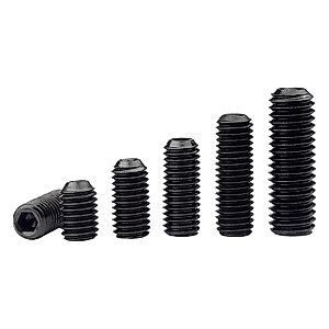 M3-0.5 x 4mm Black Hex Socket Set Grub Screws,Headless Cup Point,Flat Point Grub Bolt,Internal Hex Drive,Alloy Steel,12.9 Class Carbon Steel，External Thread 100 Pcs