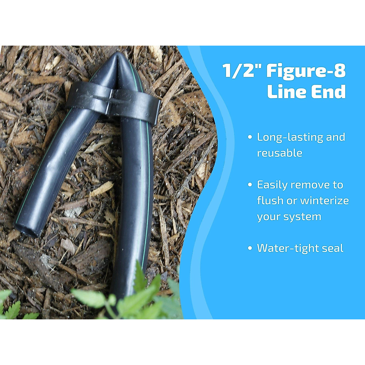 Habitech 1/2" Figure 8 End Cap Plug Irrigation Fittings (12 Pack) - Drip Line Plug Closures compatible with Rain Bird and Most 1/2" Irrigation Tubing or Sprinkler Systems