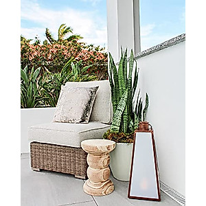 Signature Design by Ashley Beachcroft Patio Farmhouse Outdoor Wicker Cushioned Armless Chair, Beige