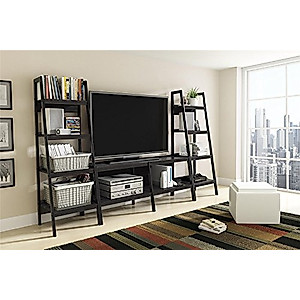 Ameriwood Home Lawrence 4 Shelf Ladder Bookcase Bundle, Black