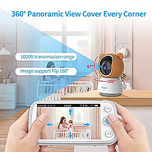 KAWA Baby Monitor, 2K QHD 5'' Video Baby Monitor with Camera and Audio, No WiFi, Night Vision, Video Recording & Playback, Split Screen, 2-Way Talk, Temp Sensor, 4000mAh, 4X Zoom, 1000ft Range S7
