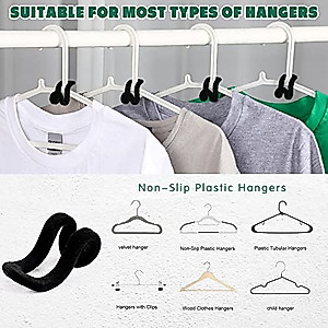 150 Pcs Velvet Clothes Hanger Connector Hooks, Hanger Extender Clips, Space Saving Cascading Hanger Hooks for Organizer Closet, Black