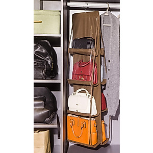 Amborido Handbags Holder Closet Organizer 8 Pockets Double Side Coffee