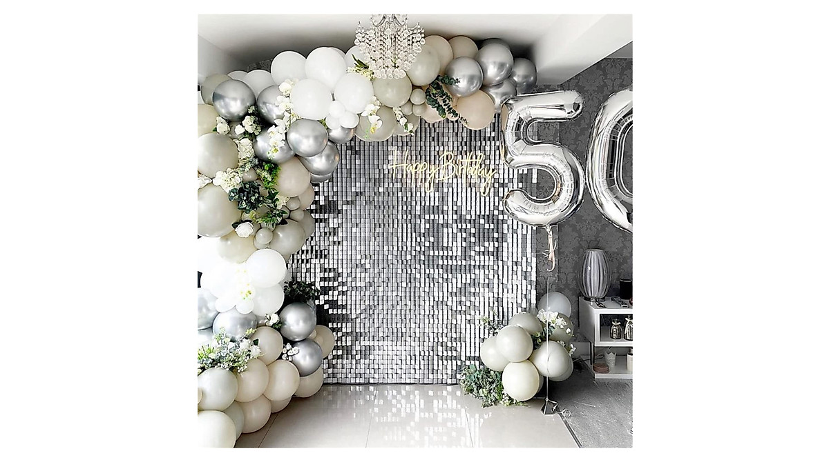 Silver Shimmer Backdrop Panels for Wedding & Events - 24 Pack