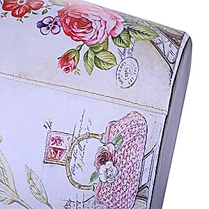 Lingxuinfo Scakbyer Waste Paper Bin, European British Style Tower Pattern Trash Can Wastebasket Garbage Can Without Lid Waste Bin for Kitchen Bathroom Bedroom (Tower Red Flower)