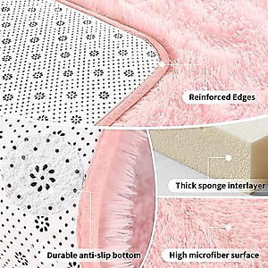 Quenlife Fluffy Rug for Living Room, Plush Shaggy 6x9 Rug for Bedroom, Soft Area Rugs Fuzzy Carpet with Anti-Slip Bottom for Kids Grils Room Nursery Home Decor, Pink